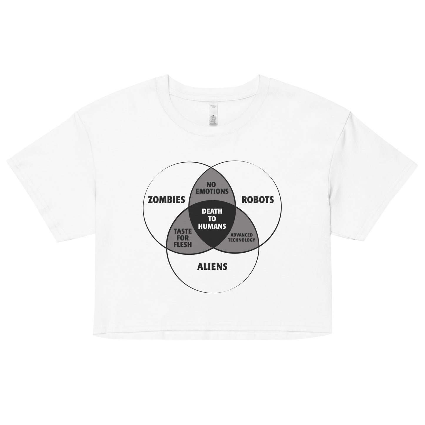 Zombies, Robots, and Aliens Venn Diagram Women's Crop Tee – SnorgTees.com